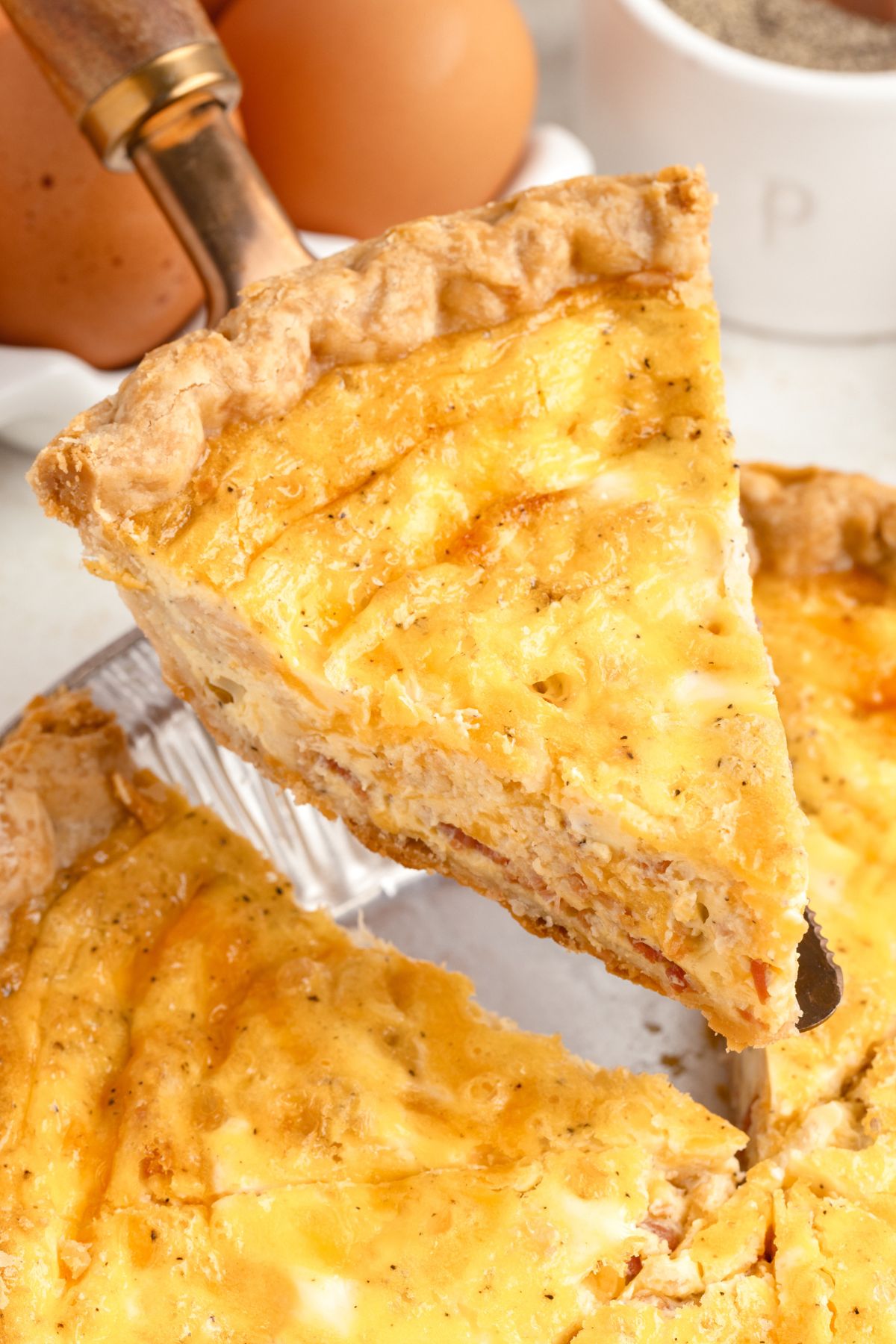 Easy Bacon Cheddar Quiche with Frozen Pie Crust - Semi Homemade Kitchen