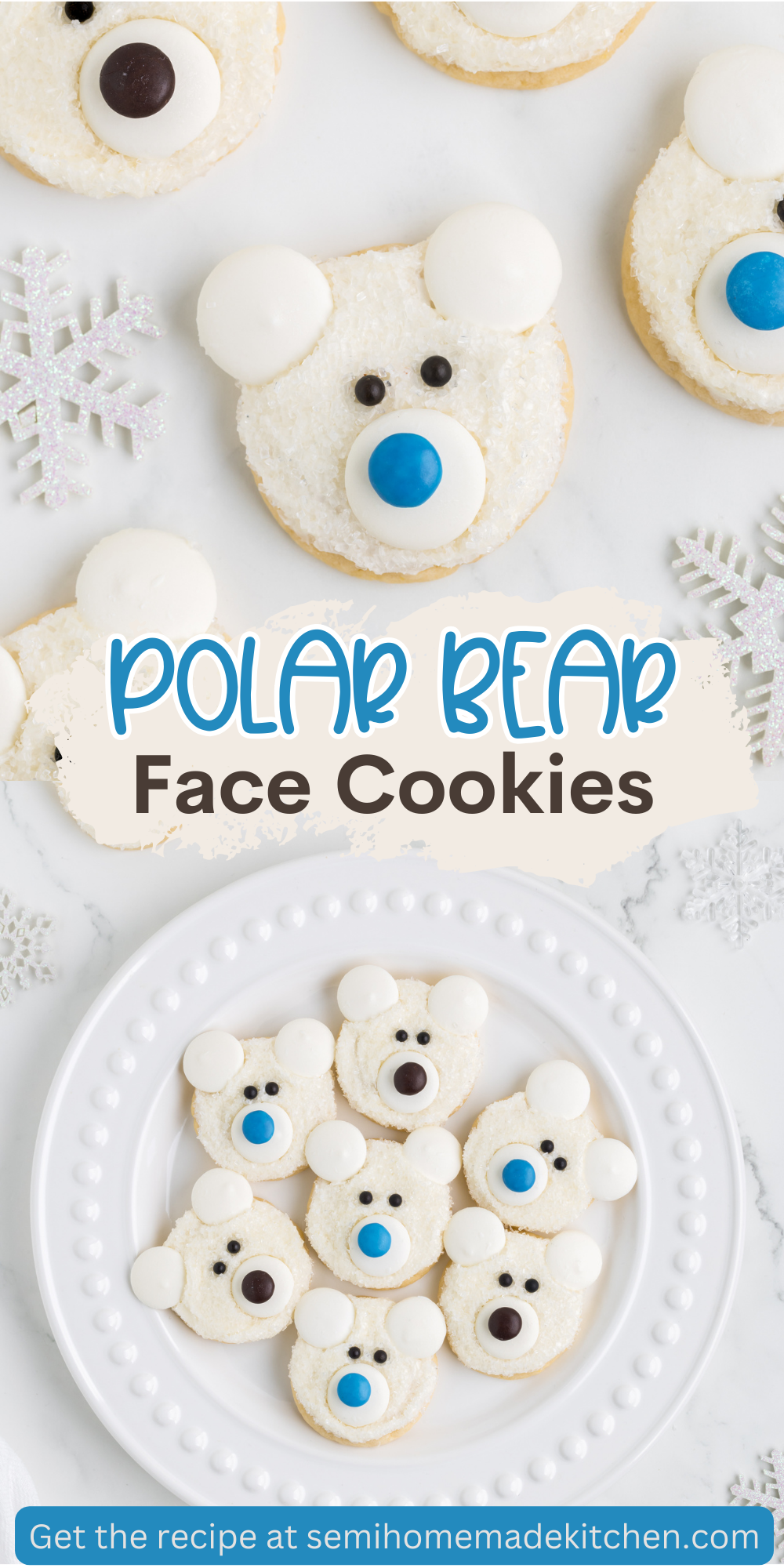 Polar Bear Face Cookies - Semi Homemade Kitchen