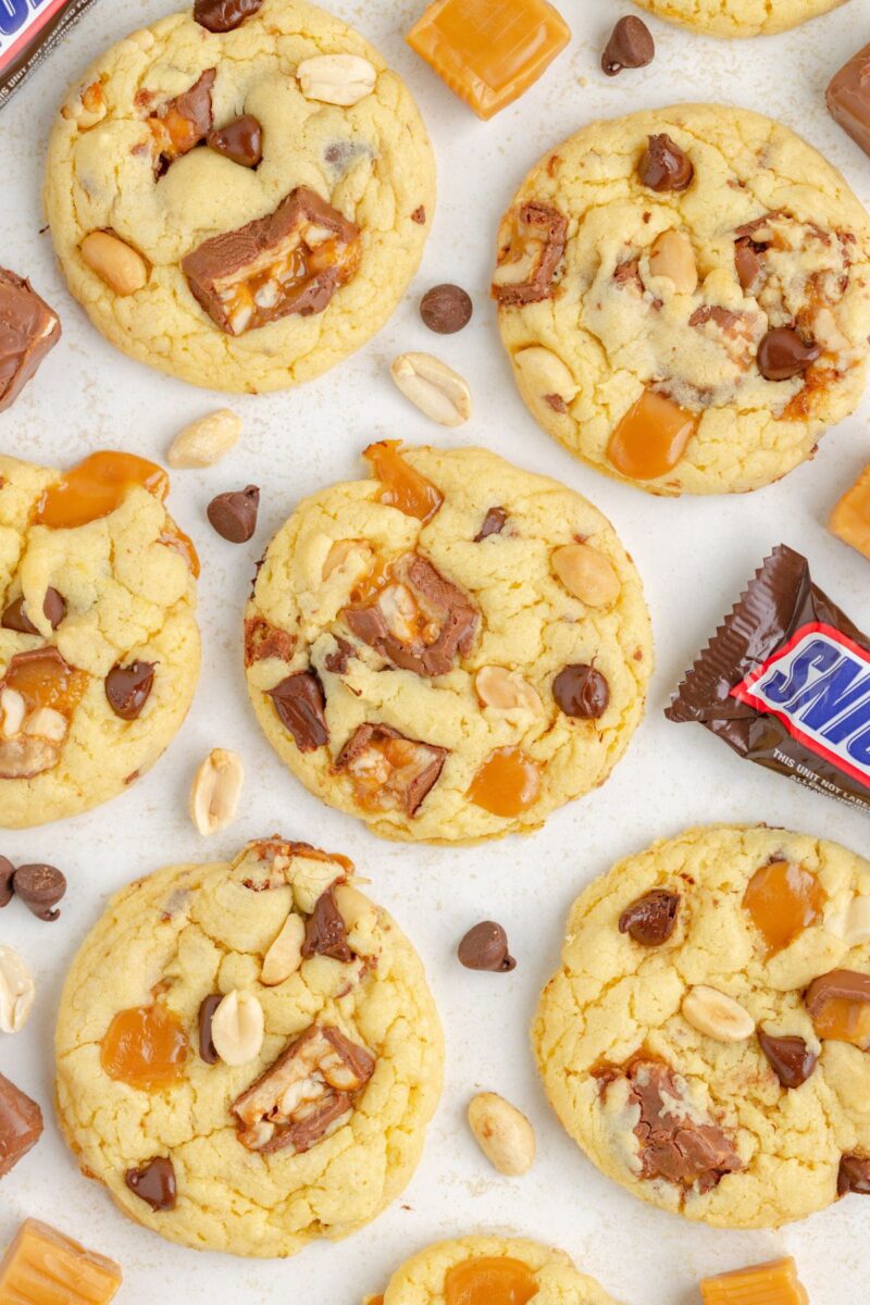 Snickers Cake Mix Cookies - Semi Homemade Kitchen