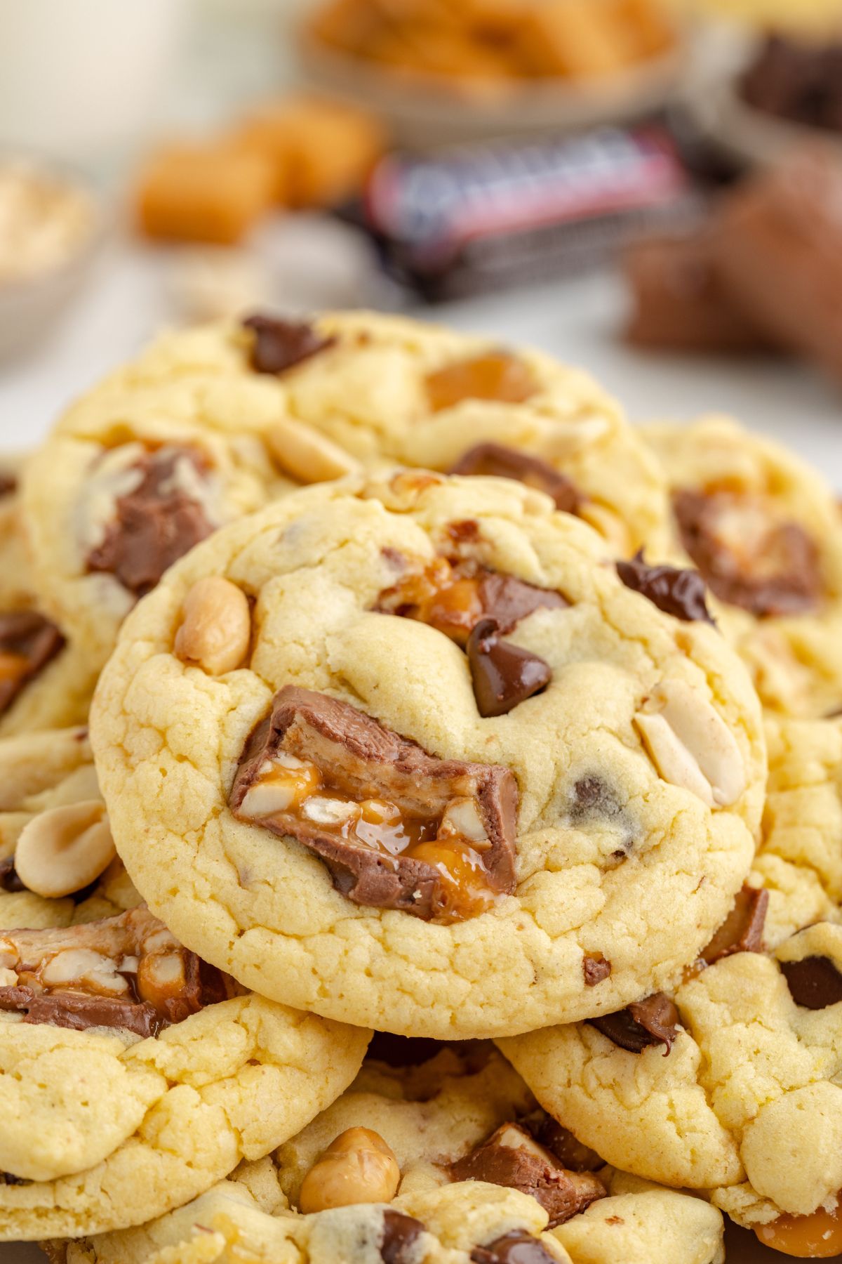 Snickers Cake Mix Cookies - Semi Homemade Kitchen