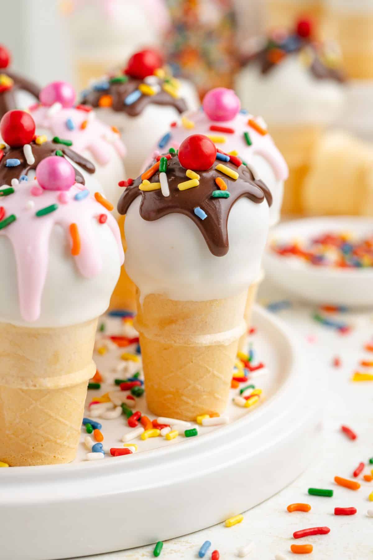 Ice Cream Cone Cake Pops - Semi Homemade Kitchen