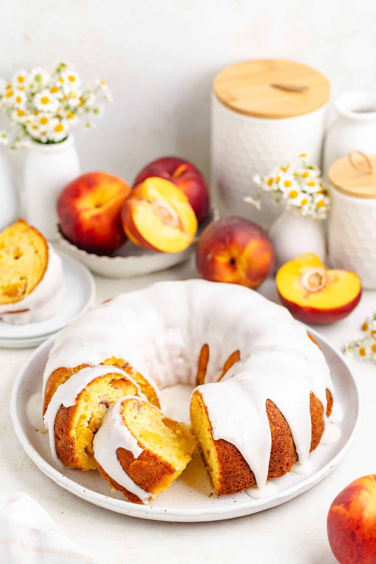 Peach Bundt Cake - Weekend Potluck 691 - Sweet Little Bluebird