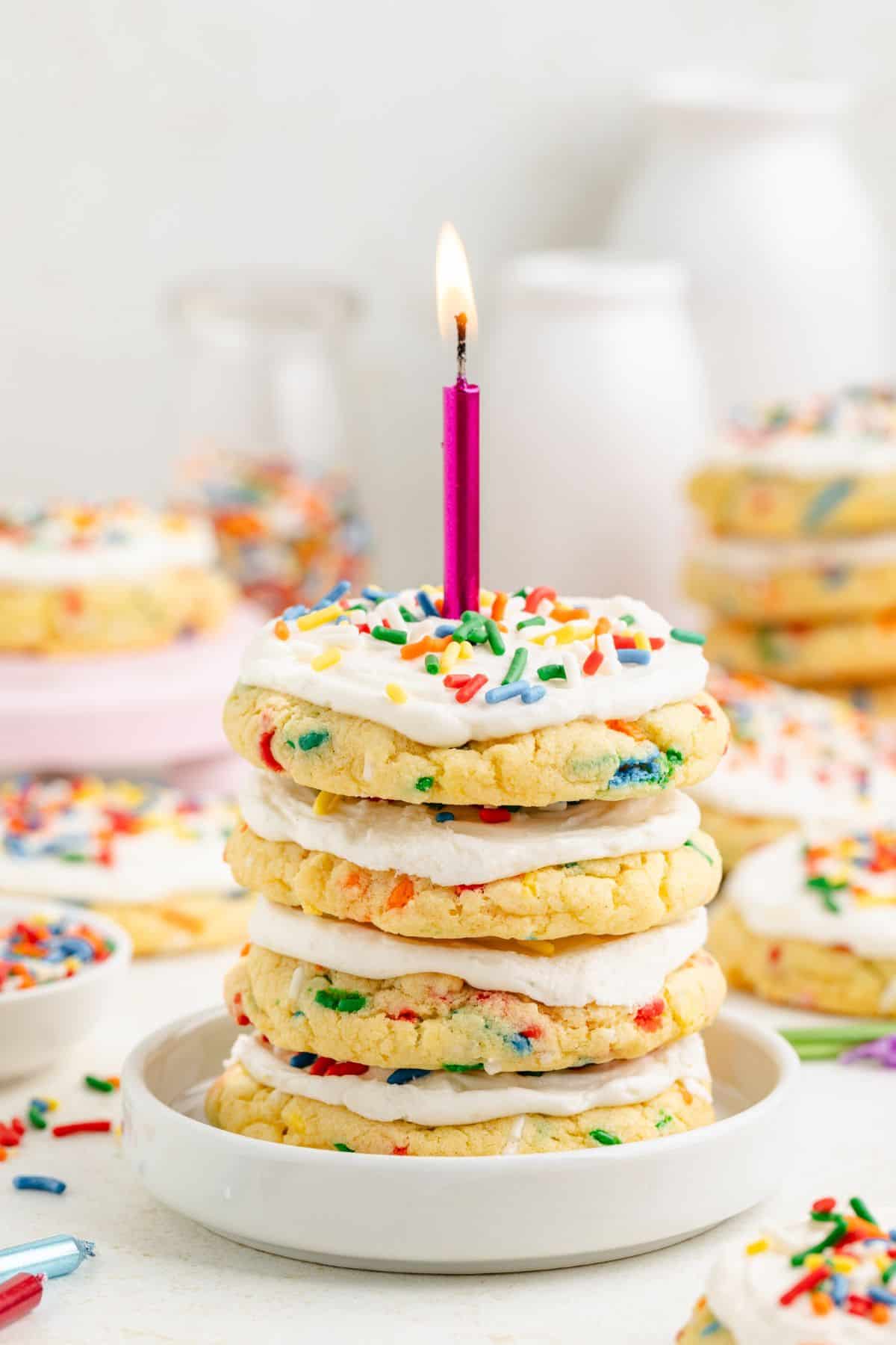 Frosted Birthday Cake Cookies - Semi Homemade Kitchen