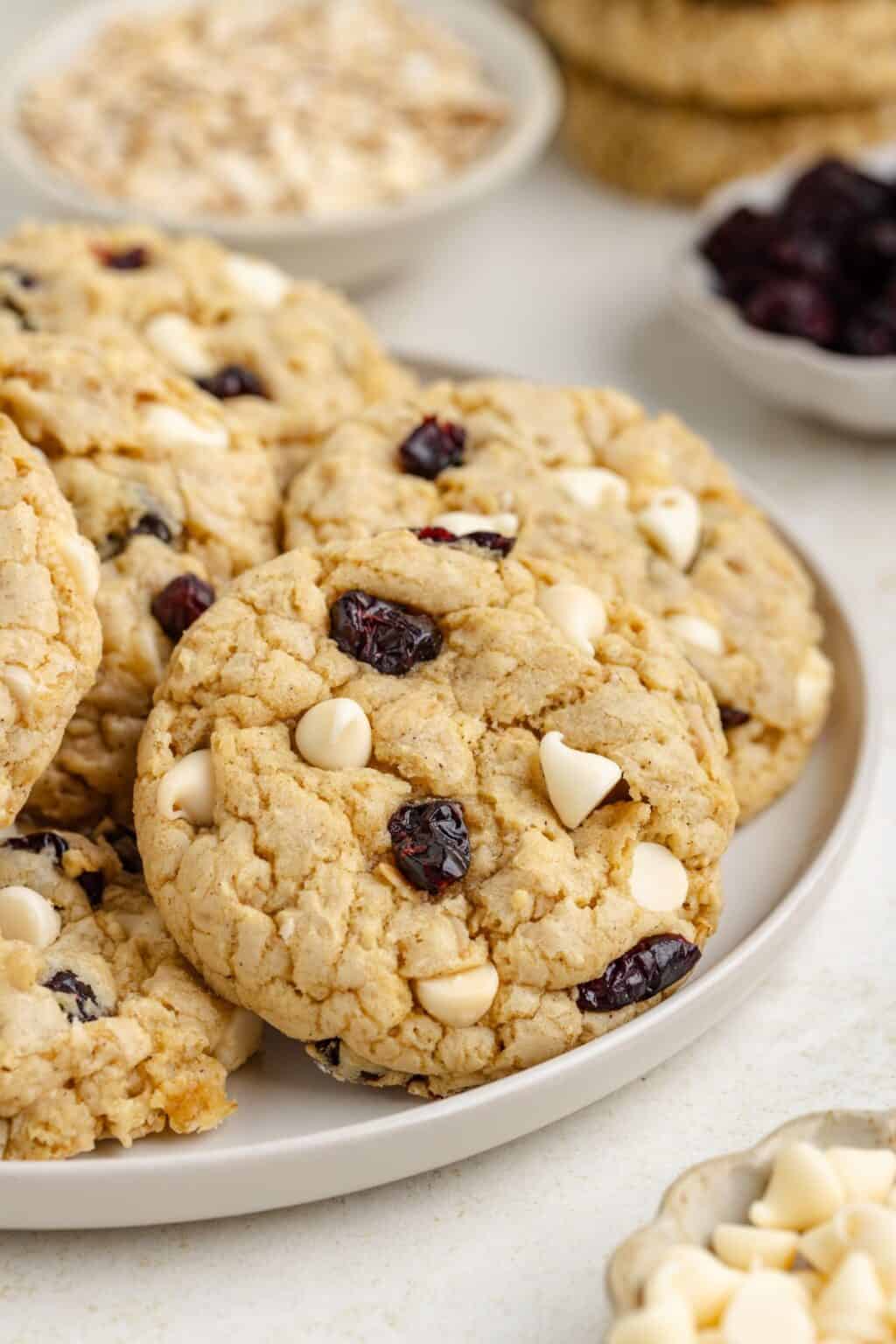 Cranberry White Chocolate Oatmeal Cookies - Semi Homemade Kitchen